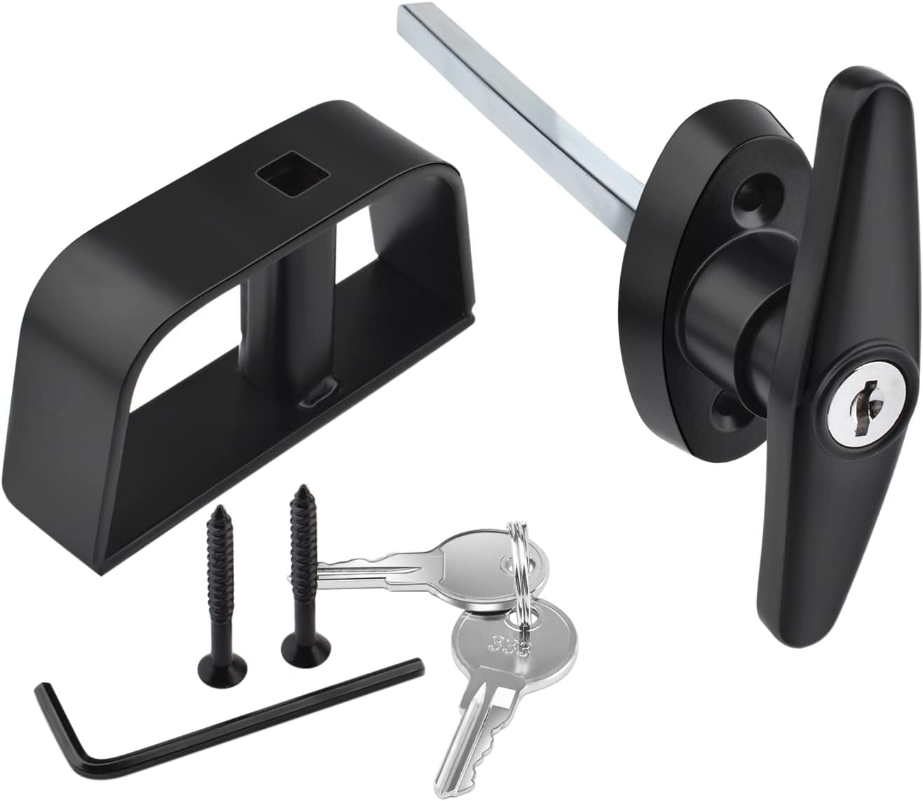 Amazon.com: Shed Door T-Handle Lock Kit 4½" and 5½" Stem with 2 Keys ...