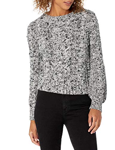 Goodthreads Women's Marled Popcorn Stitch Long-Sleeve Cropped Crewneck ...