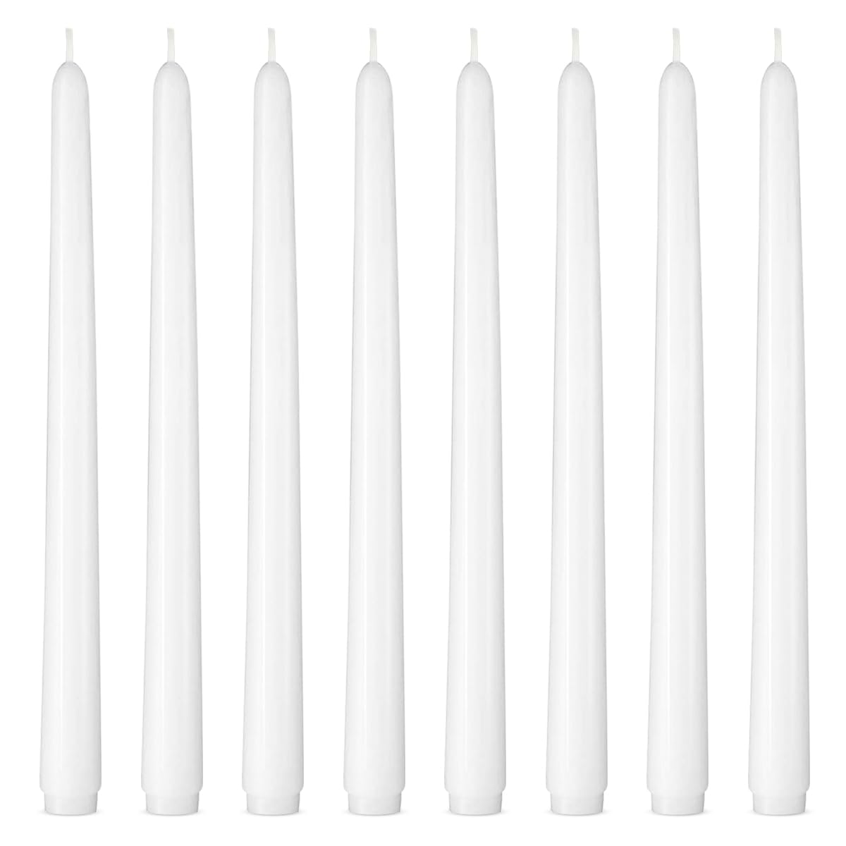 Snapklik.com : Set Of 8 10 Inch White Taper Candles, Dripless Unscented ...