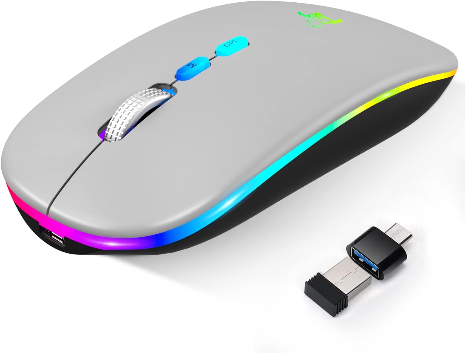 LED Wireless Mouse, Slim Rechargeable Silent Bluetooth Mouse, Portable ...