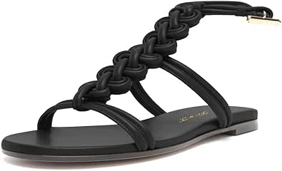 Amazon.com | FOWT Women Round Open Toe Sandals Braid Strap Comfortable ...