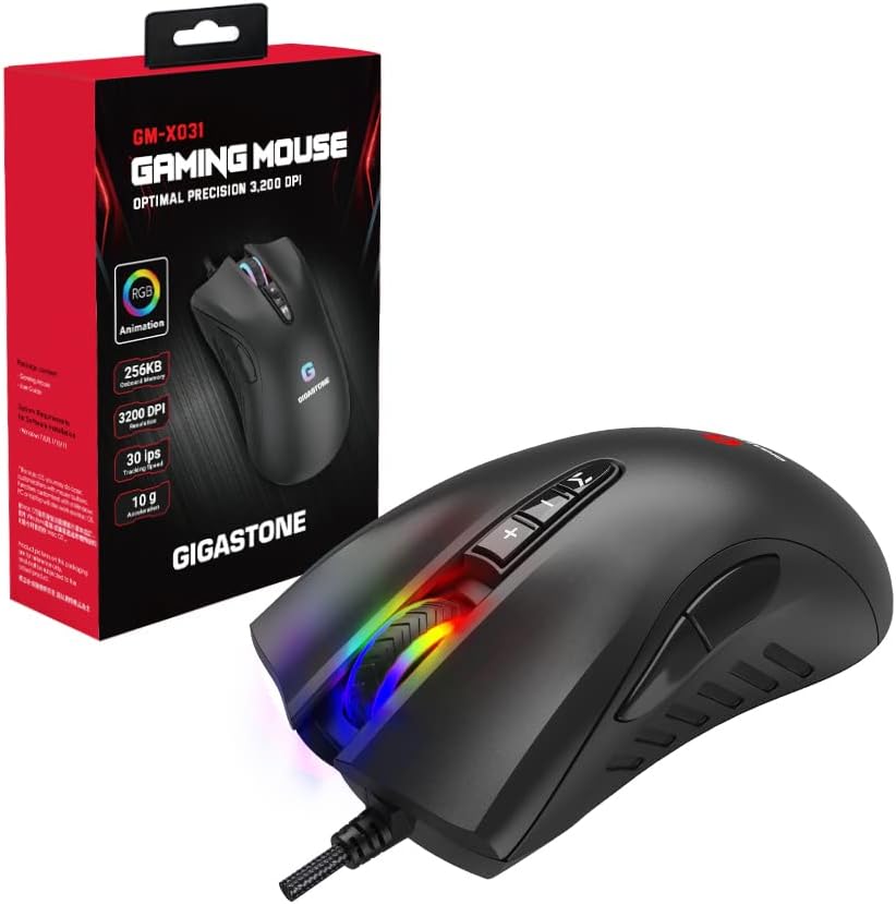 Amazon.com: Gigastone Gaming Mouse with 3200 DPI Adjustable, RGB ...