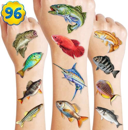Amazon.com : Generic Fishing Temporary Tattoos - Gone Fishing Fish Lake ...