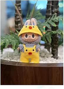 Amazon.com: Personalized Cute Yellow Overalls for Labubu Size 17cm ...