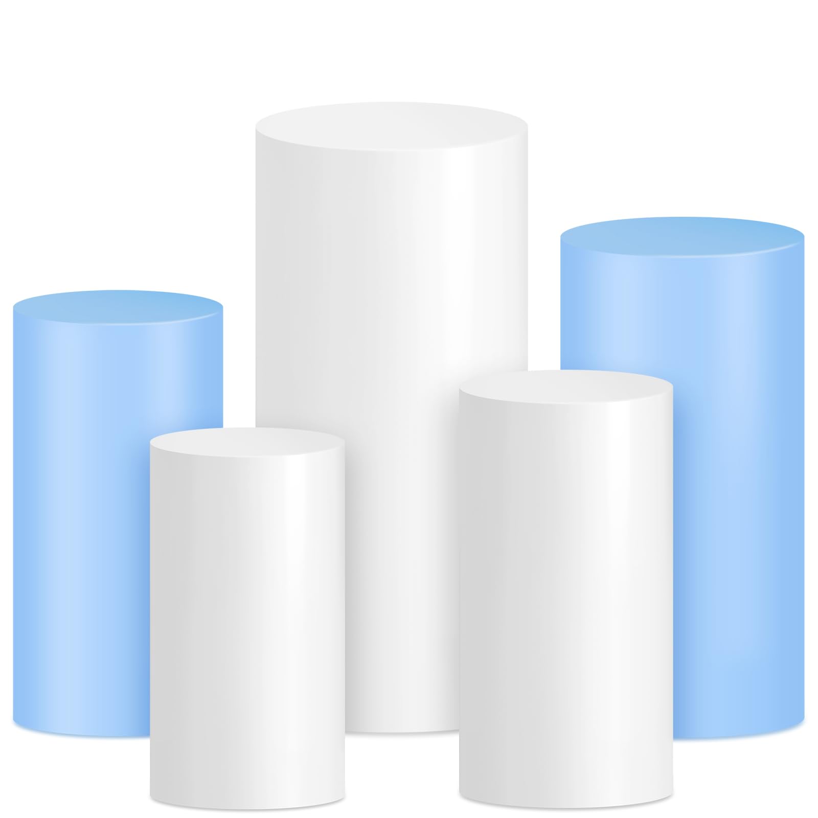 BBTO 5 Set Metal Cylinder Pedestal Stands Round Cylinder Display Stand ...