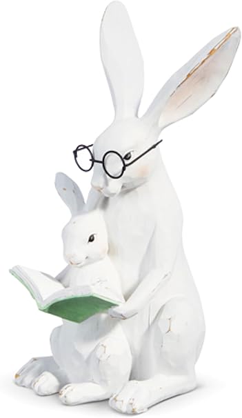 Amazon.com: The Bridge Collection 11" Story Time White Bunny with Baby ...