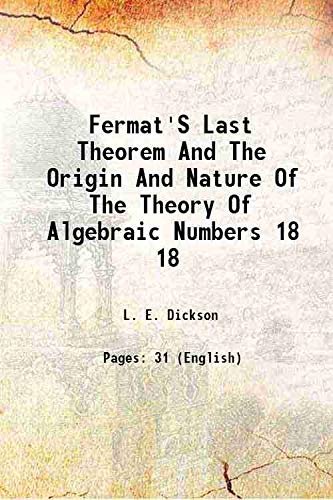Amazon.in: Buy Fermat'S Last Theorem And The Origin And Nature Of The ...