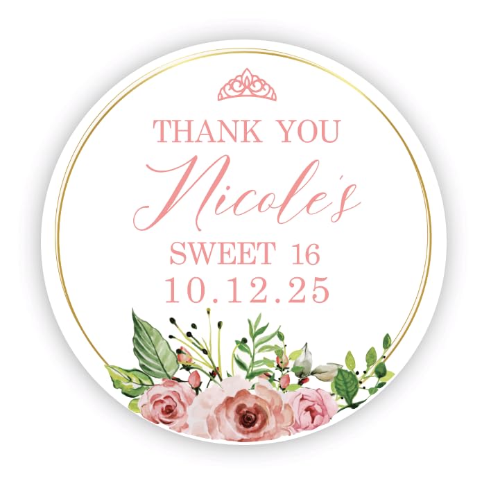 Amazon.com: Personalized Sweet Sixteen Party Favor Stickers - Birthday ...