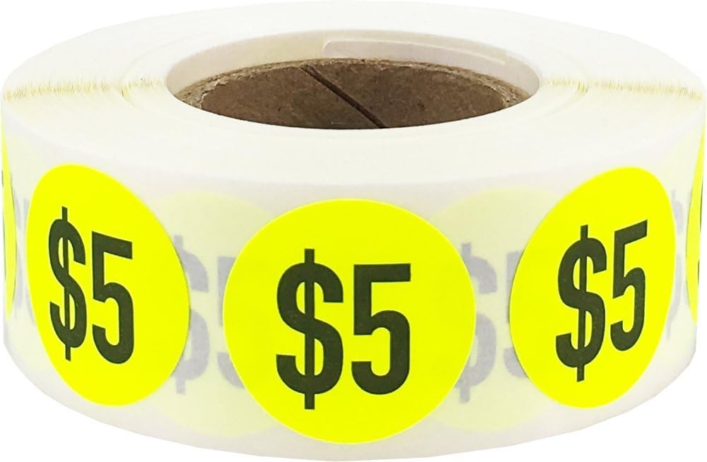 Amazon.com : Yellow Pink Price Stickers,1 Inch Fluorescent Round Circle ...
