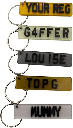 Custom 3D Number Plate Keyring, Personalised Name Keyring, Registration ...