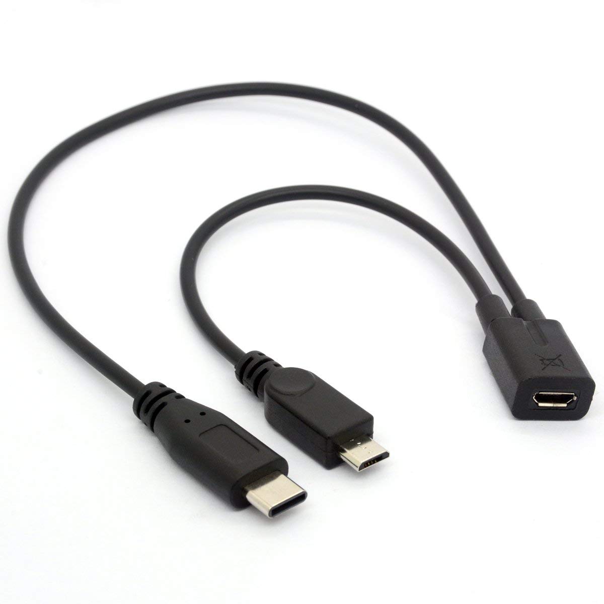Micro USB Splitter Adapter, Micro USB Female to USBC Male + Type-C Male ...
