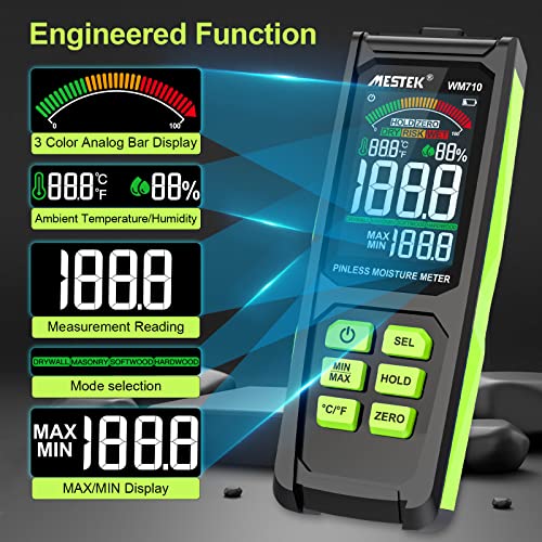 Snapklik.com : Pinless Wood Moisture Meter MESTEK Drywall Moisture ...