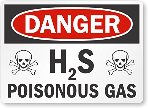 H2S Poisonous Gas (with Graphic), HDPE Plastic Sign, 10" x 7 ...