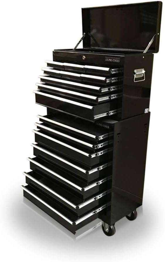 US PRO Tool Box Tools 6 Drawer Roller Cabinet with Tools : Amazon.co.uk ...