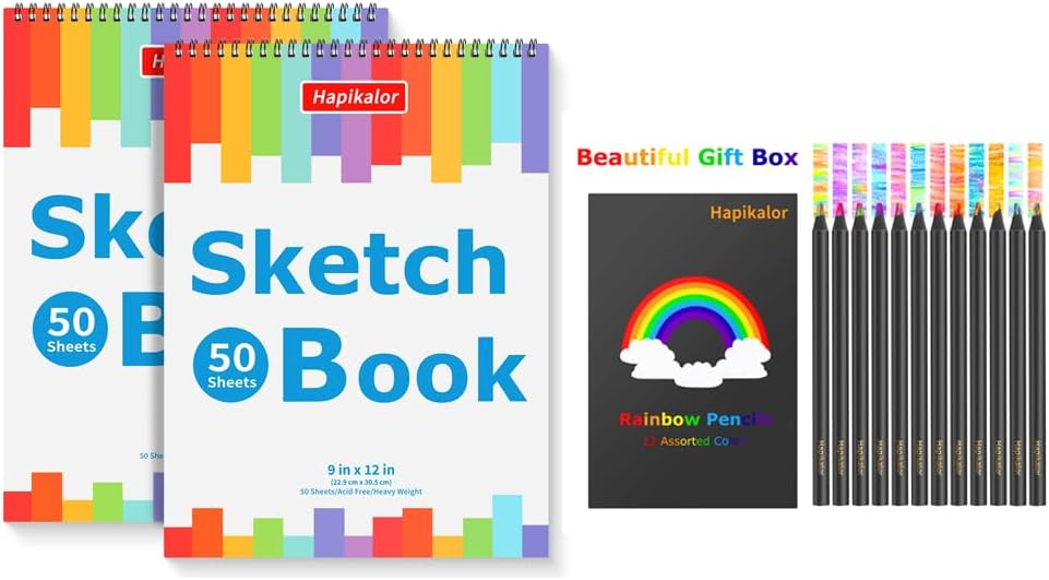 Amazon.com: 9" x 12" Sketch Book, 2-Pack 50 Sheets Spiral Bound Art ...