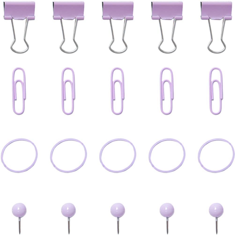 Amazon.com : STOBOK Purple Binder Clips and Paper Clips Push Pins Tacks ...
