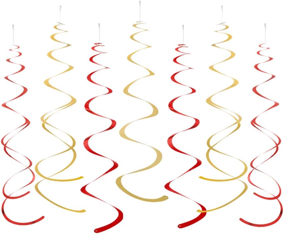 Amazon.com: Red and Gold Glitter Paper Garland Circle Dot Party Banner ...