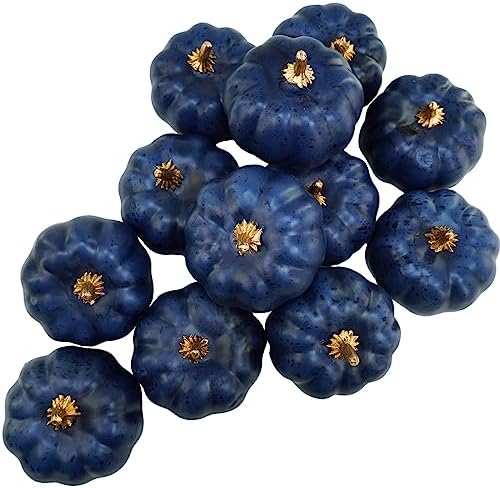 Amazon.com: Winlyn 10 Pcs Assorted Navy Blue Artificial Pumpkins Dark ...