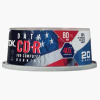 Amazon.com: TDK 20PK American Flag Design CD-r Media 80MIN 40X Cakebox ...