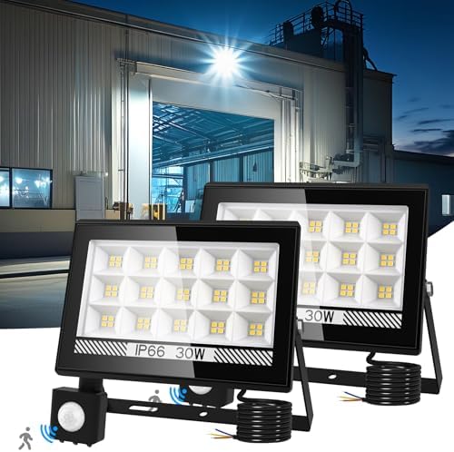 NATPOW Security Lights Outdoor Motion Sensor, 30W LED Flood Lights with ...