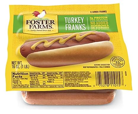 Amazon.com: Foster Farms Turkey Franks Hot Dog, 16 Ounce : Grocery ...