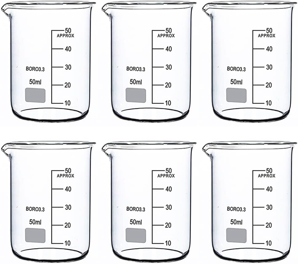 MANIKARN Borosilicate Glass Beaker 50ml (Set of 6 Piece), Beakers for ...