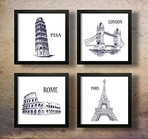 SAF Architectural Digital Reprint 19 x 19 inch Painting - Set of 4 ...