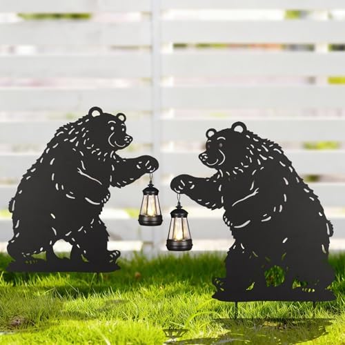 Amazon.com: nawaza Bear Metal Garden Stakes Decorative 2Pack,Solar ...
