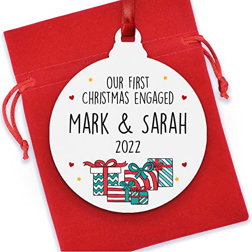 Personalised Our First Christmas Engaged Bauble Decoration - Christmas ...