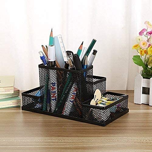 Fonicy 4 Compartment Metal Mesh Desk Organizer Pen and Pencil ...