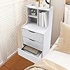 Amazon.com: DDYOOK Modern Tall White Nightstand with 3 Drawers and Side ...