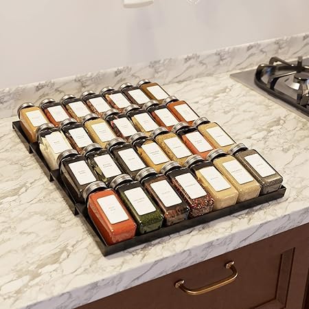 Matiko Spice Drawer Organizer, 4 Tier Slanted Clear Acrylic Expandable ...