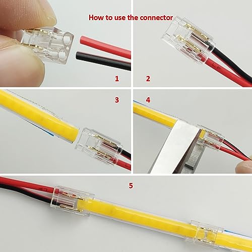 Masterwon 2-Pin COB LED Strip Connector Kit for Strip-to-Wire and Strip ...