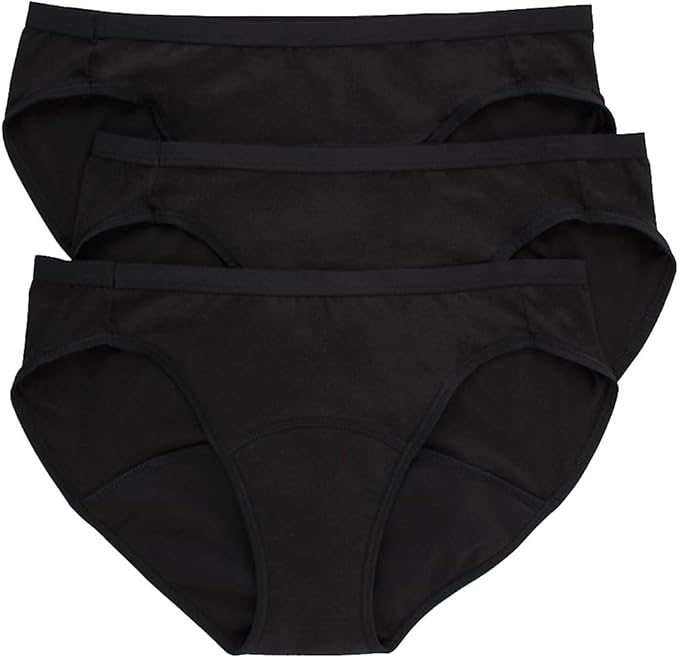 Hanes Women's Comfort Period Moderate Bikini Panty, 42FDM3, BLK/BLK/BLK ...