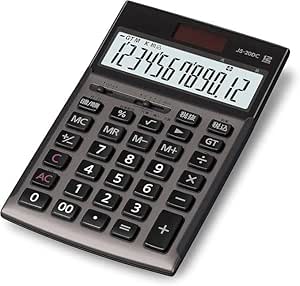 Amazon.co.jp: 本格実務電卓 12桁 日数&時間計算 ジャストタイプ グレージュブラウン JS-20DC-GB-N グリーン購入法適合 エコマーク認定 : 文房具・オフィス用品