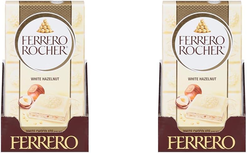 Amazon.com : Ferrero Rocher White Chocolate Bar with Hazelnut 3.1 oz ...