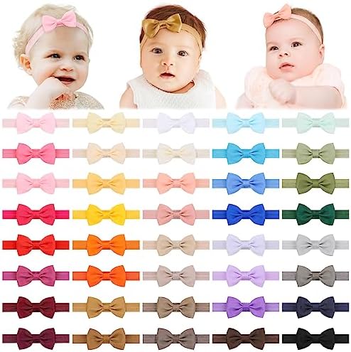 Amazon.com: jollybows 40pcs Baby Girls Bows Headbands Elastic Hairband ...