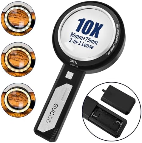 Amazon.com: 30X 40X Magnifying Glass with Light and Stand, Large ...