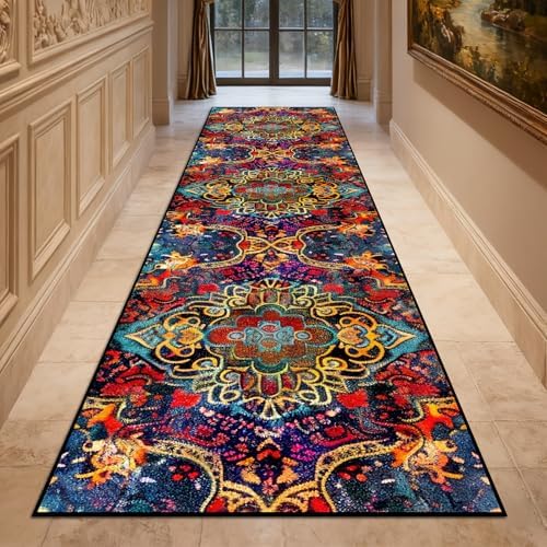 Amazon.com: Washable Corridor Runner Rug, Non-Slip Dark Red Hallway Rug ...
