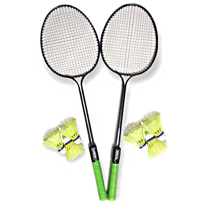 Buy Double Shaft Badminton Racket with 6 Piece Plastic SHUTTLES (Pack ...