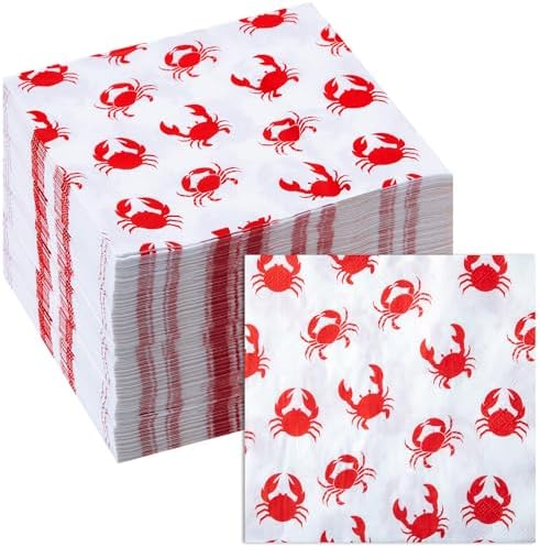 Amazon.com: 100 Count Crawfish Guest Napkins 2 Ply Disposable Lobster ...