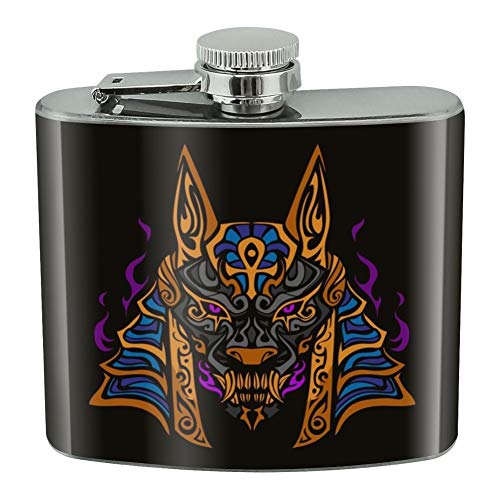 Anubis Egyptian Jackal God of Death Stainless Steel 5oz Hip - Want It All