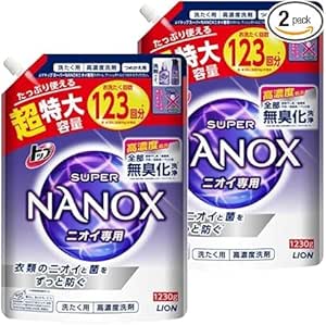 Amazon | トップ ナノックス(NANOX) トップ スーパーナノックス ニオイ専用 蛍光剤無配合 高濃度 洗濯洗剤 液体 詰め替え 超特大 1230g x2個セット | ノーブランド品 ...
