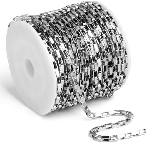 33 Feet Stainless Steel Box Chain Bulk, 2mm 304 Stainless Steel Chains ...
