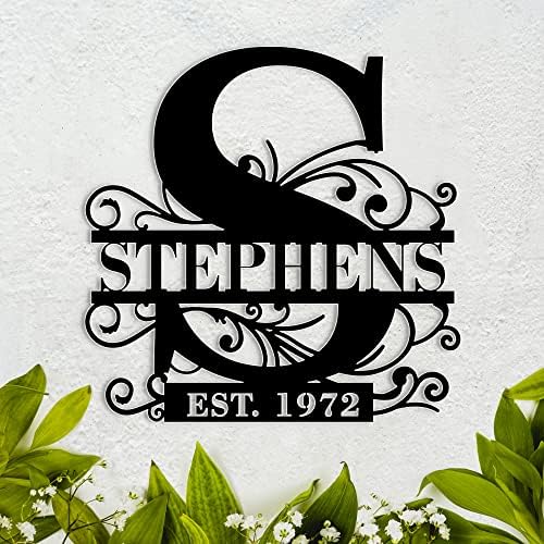 Split Letter Metal Monogram - Custom Last Name Sign - Split Letter Name ...