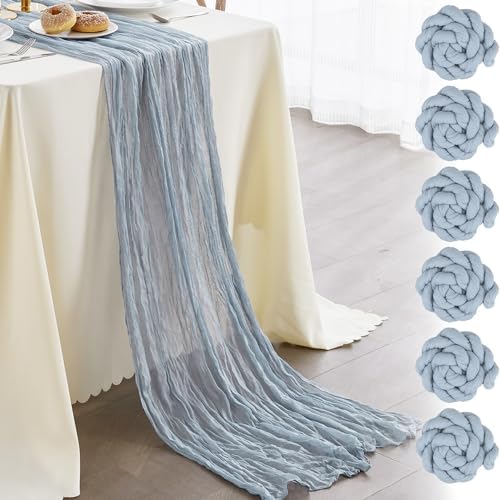 Amazon.com: 10 Pack Dusty Blue Table Runner 10Ft Cheesecloth Table ...