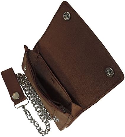 Leather Biker Billfold Chain 8 inch Wallet Natural Tan Brown Distressed ...