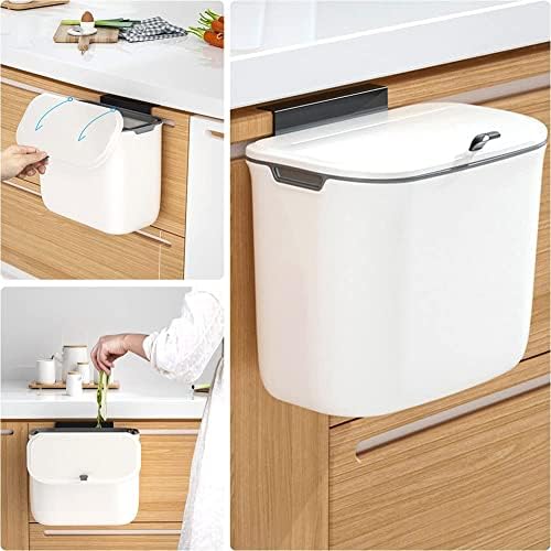 waqif Kitchen Cabinet Door Hanging Trash Can With Lid, 2.4 Gal, Small ...