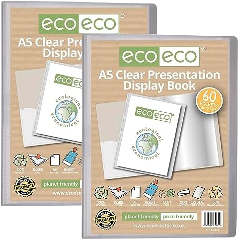 eco-eco A5 Size 50 Percent Recycled 60 Pocket Clear Presentation ...