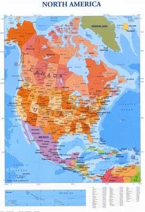 Amazon.com: Map of North America Maps Poster Print, 24x36 Poster Print ...